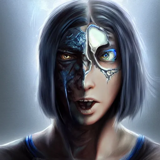 split face and body Mage/Warrior poster, epic artwork, | Stable Diffusion | OpenArt