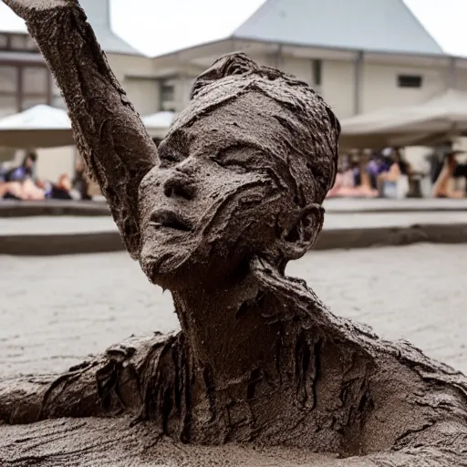 dancer made of mud , fluid mouvement, exhibition | Stable Diffusion ...
