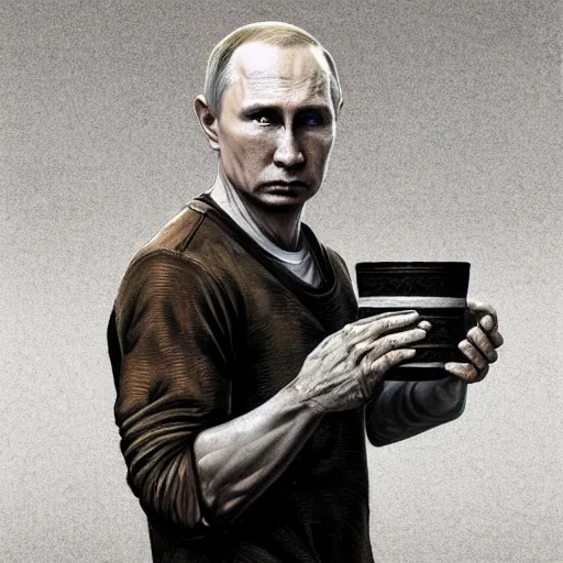 artstation concept of a weak Vladimir Putin holding a | Stable ...