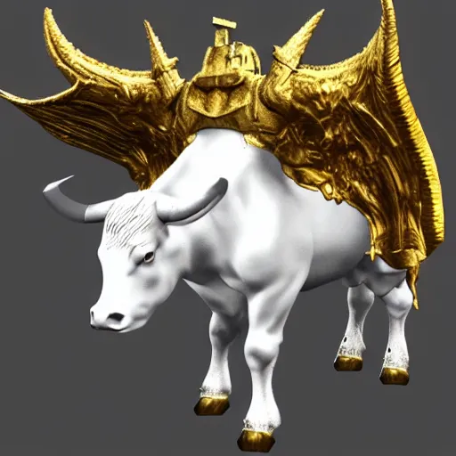 white bull with wings golden horns, fantasy style | Stable Diffusion ...