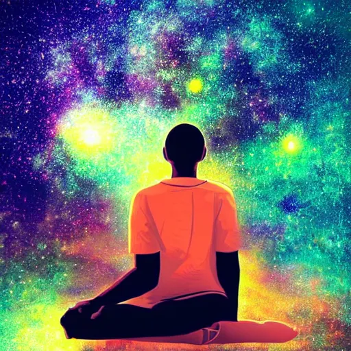 a peaceful man relaxing in the cosmos by David Normal, | Stable ...