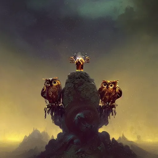 ''cinematic shot'' of owl king with golden crown and | Stable Diffusion ...