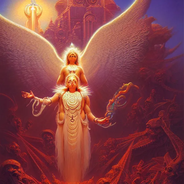 ethereal glowing white hindu angel dmt deity, tribal | Stable Diffusion ...