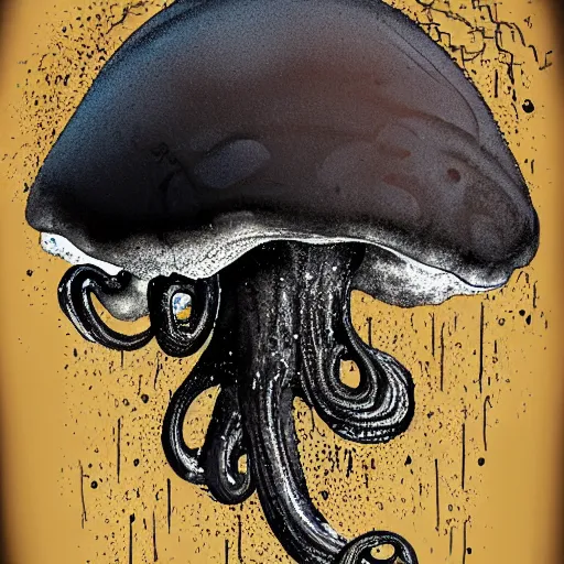 an alien mushroom with tentacles, oozing black goo, | Stable Diffusion ...