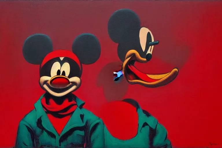 only with red, red thieves with mickey mouse donald | Stable Diffusion ...