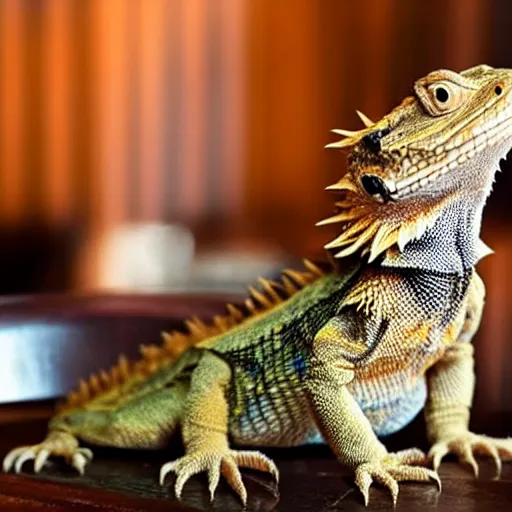 a bearded dragon standing up, with its paws crossed | Stable Diffusion ...