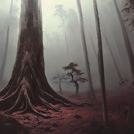 large tree in dense dark forest, seen from below, many | Stable Diffusion | OpenArt