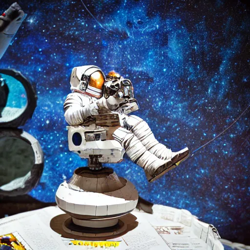 a space admiral tethered to an asteroid, with | Stable Diffusion | OpenArt