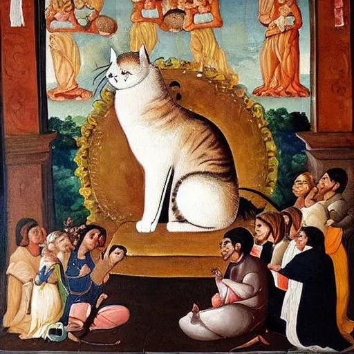 a giant fluffy cat being worshipped like a god, | Stable Diffusion ...