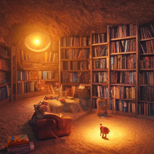books cave, 3 d render, incredible details, highly | Stable Diffusion ...