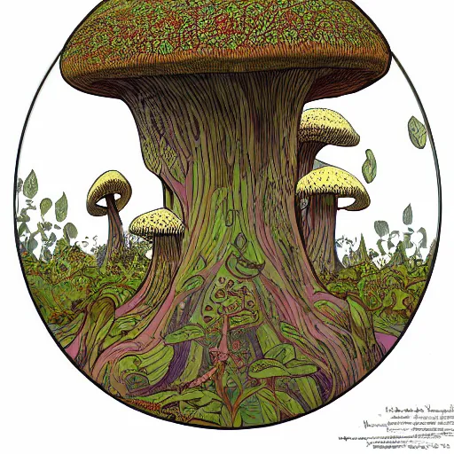 ornate art nouveau mushroom forest, circular arch, | Stable Diffusion ...