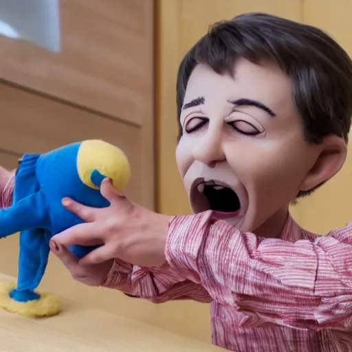 Puppet screams as he tries to cut off the hand | Stable Diffusion | OpenArt