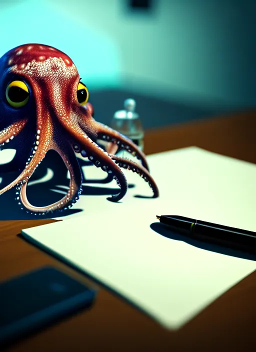 realistic detailed image of an octopus writing notes | Stable Diffusion ...