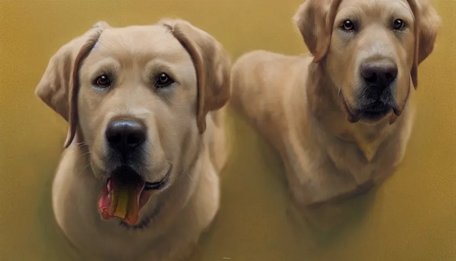 golden labrador with bunny ears by james gurney, | Stable Diffusion