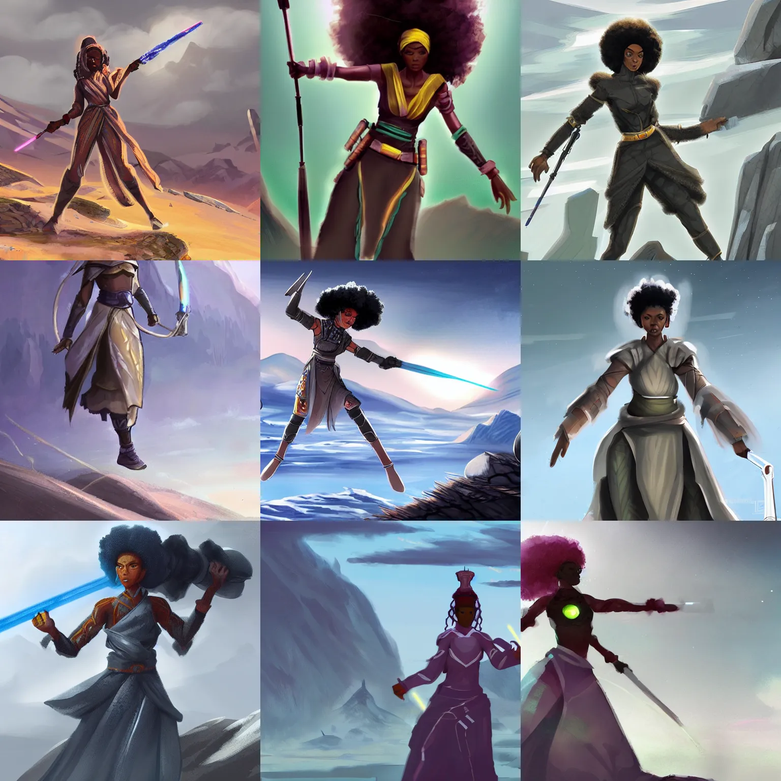 a concept art illustration of an afro futuristic Jedi | Stable ...