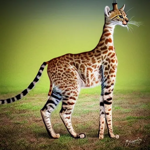 a feline girafe - cat - hybrid, animal photography | Stable Diffusion