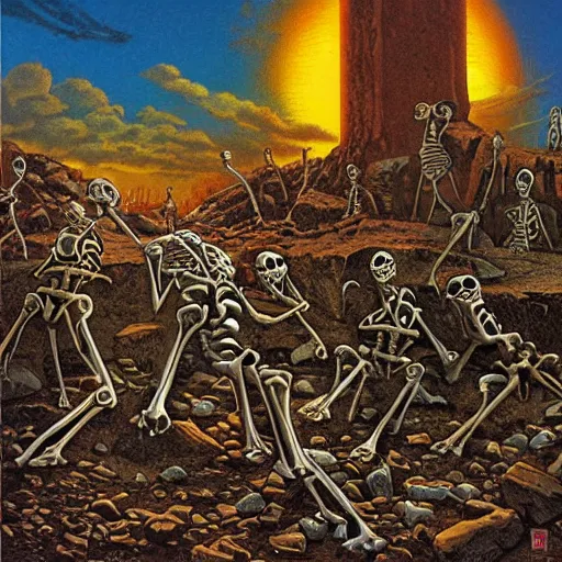 skeletons standing in ruined street after nuclear | Stable Diffusion ...