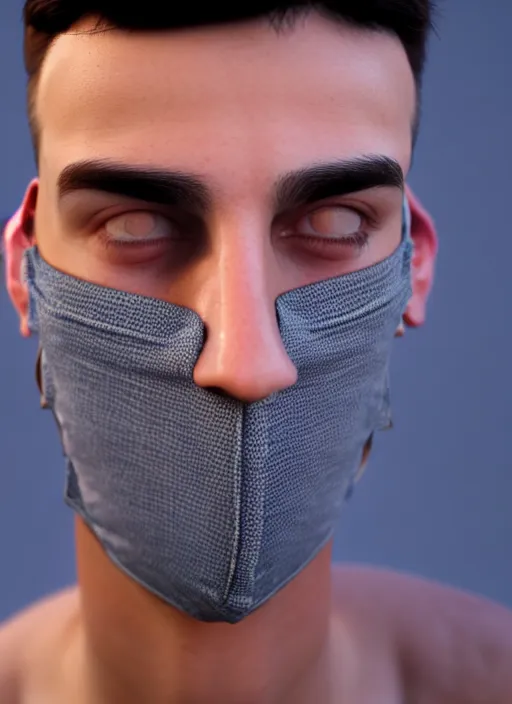 3 d model of a european young man covering face with | Stable Diffusion ...