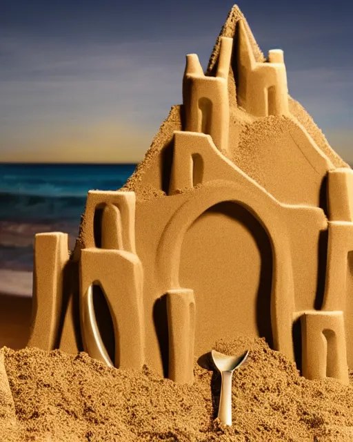 a detailed sandcastle in the shape of a large fork, | Stable Diffusion ...