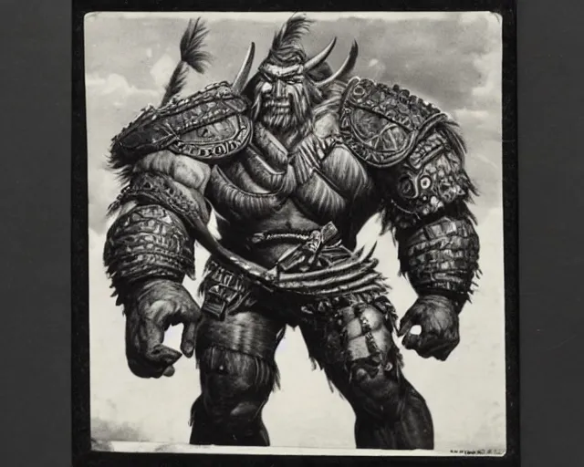 vintage photograph of a warrior ogre chieftain, tall, | Stable ...
