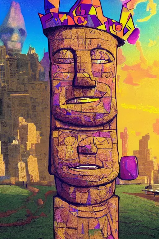 bill cipher moai statue popart slap face caricature | Stable Diffusion