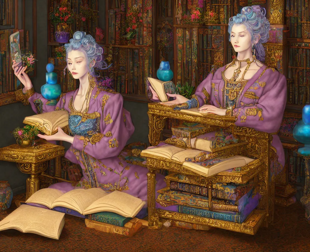 a pastel drawing of a woman wizard, ornate clothing, | Stable Diffusion ...