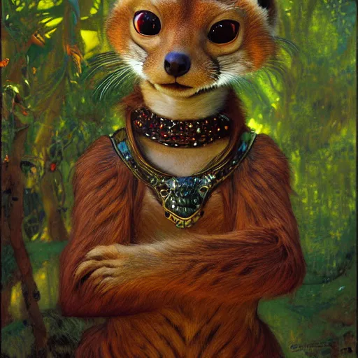 a portrait of a female red meercat wearing ornate | Stable Diffusion ...