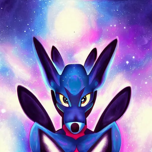 geometric symmetrical lucario with galaxy eyes in | Stable Diffusion ...