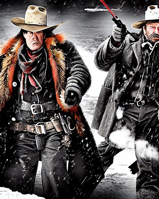 epic action gunfight scene from The Hateful Eight by | Stable Diffusion ...