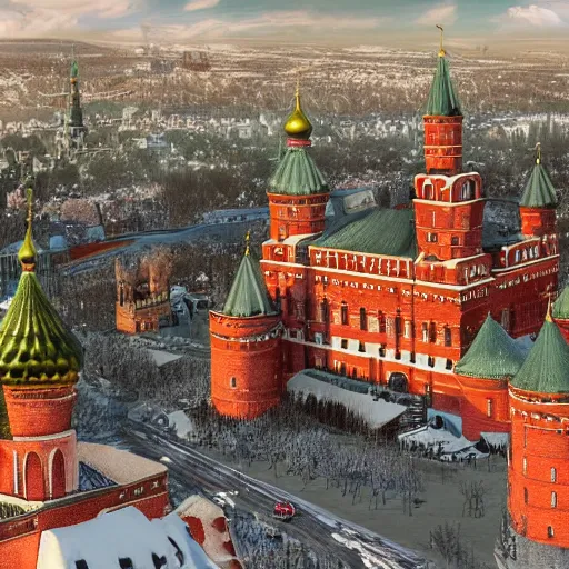 dragon in russian hat flying above kremlin | Stable Diffusion | OpenArt
