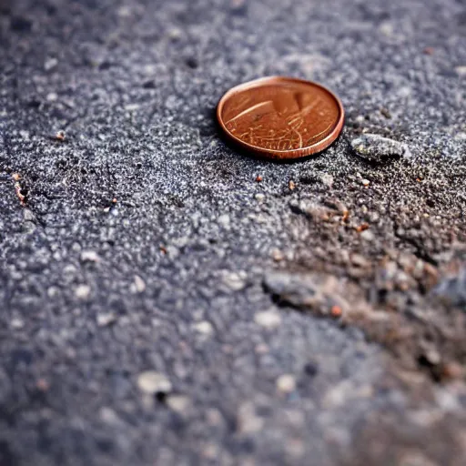old man finds a penny on the ground in a puddle of ick | Stable Diffusion