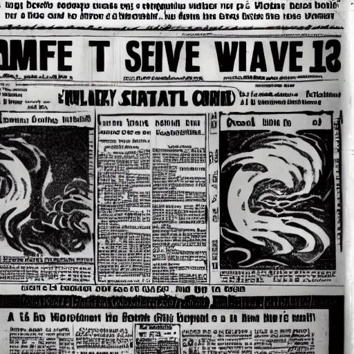 an old newspaper article about a beautiful wave | Stable Diffusion ...