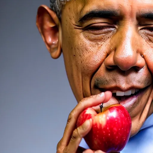 barack obama biting into an apple, eating, red apple, | Stable ...