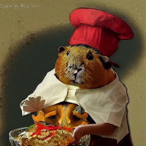 a guinea pig dressed as a chef, in the style of ilya | Stable Diffusion ...
