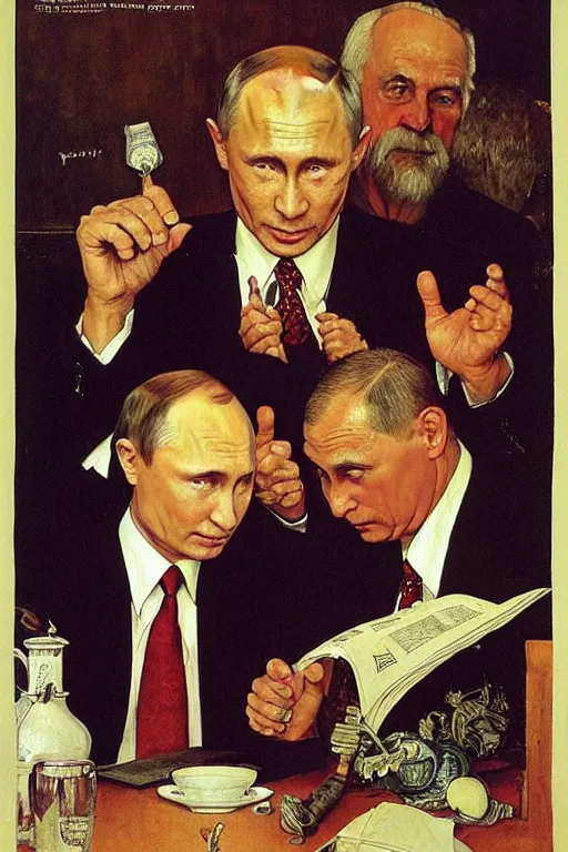 vladimir putin. masonic painting by norman rockwell | Stable Diffusion ...