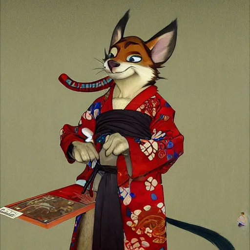 a portrait of a male splinter ninja in a red kimono in | Stable ...
