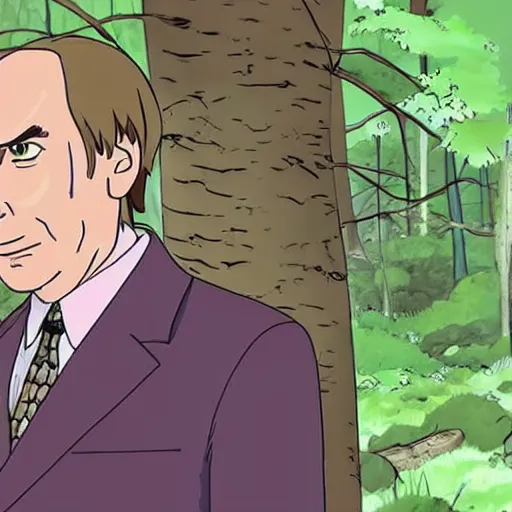 Saul Goodman in a forest by studio Ghibli, anime | Stable Diffusion ...