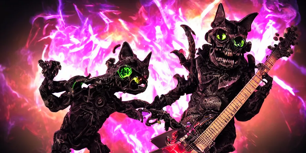 A cyber demon playing an extreme death skull heavy | Stable Diffusion ...