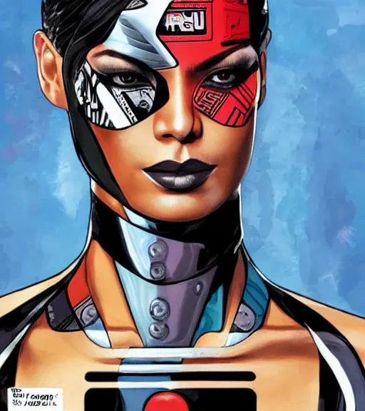 maori female android, by MARVEL comics and Sandra | Stable Diffusion ...