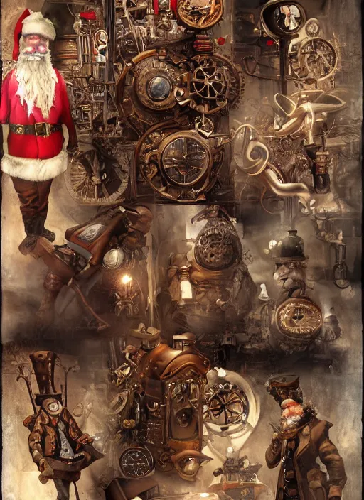 steampunk santa claus and his sleigh, in the styles of | Stable ...