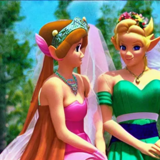 the lesbian wedding of princess peach and princess | Stable Diffusion