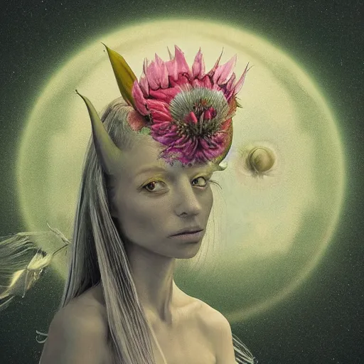 realistic bizzare beautiful portrait of alien moon | Stable Diffusion ...