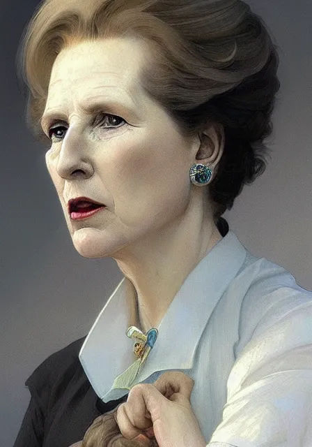 margaret thatcher angry at a fish, intricate, elegant, | Stable ...