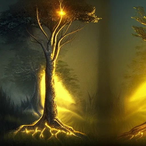The Two Trees of Valinor, Laurelin and Telperion, one | Stable Diffusion
