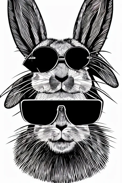 Portrait of a rabbit wearing sunglasses in the style | Stable Diffusion ...