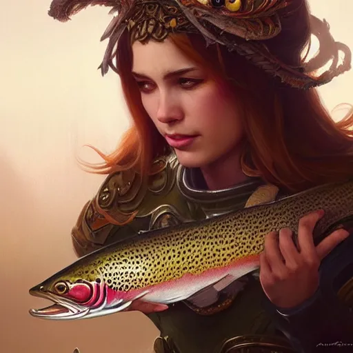 GuntherT eating a live trout, fantasy, intricate, | Stable Diffusion
