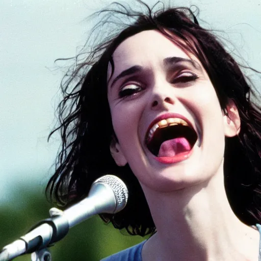 winona ryder, singing, glastonbury festival, main | Stable Diffusion ...