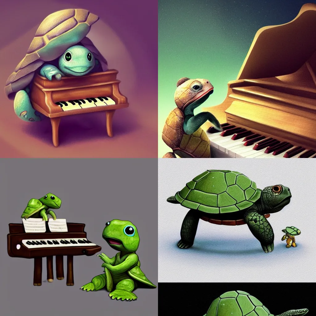 a cute turtle playing piano, detailed, trending on | Stable Diffusion ...