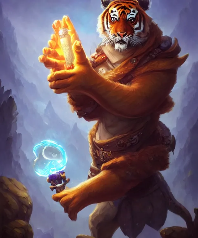 a portrait an anthropomorphic tiger wizard holding a | Stable Diffusion ...