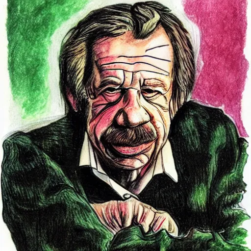 vaclav havel colored ink drawing in the style of kaja | Stable ...